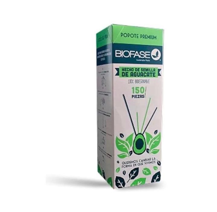Popote biodegradable Paquete Retail hecho de semilla de aguacate BIOFASE